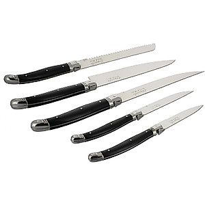French Home, LLC 5 Piece Laguiole Kitchen Knife Set, Black