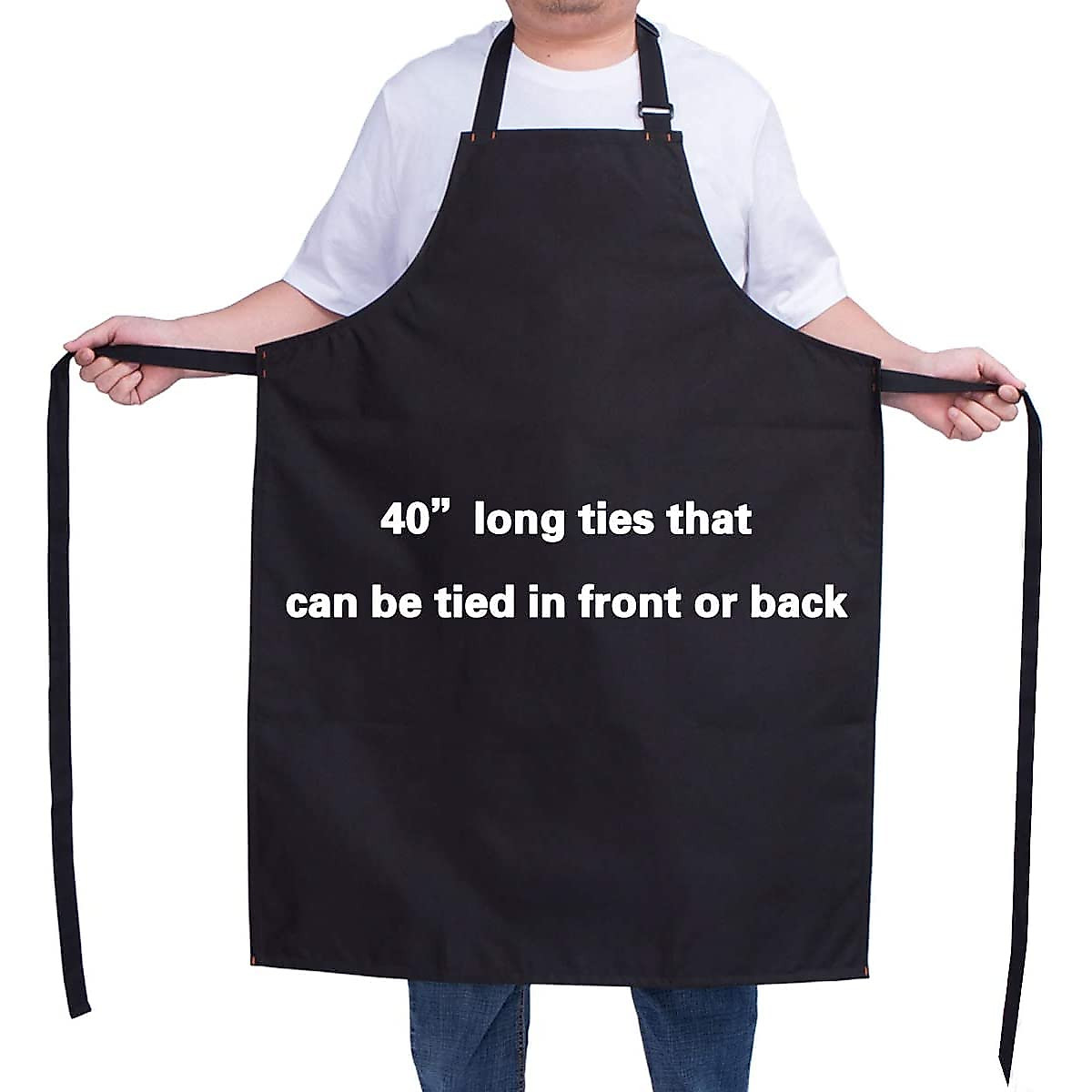 ALIPOBO Waterproof Apron for Men and Women, Durable Heavy Duty Extra Long Adjustable Bib Apron for Kitchen Cooking, Dish Washing, Butcher, Dog Grooming, Lab work, Black