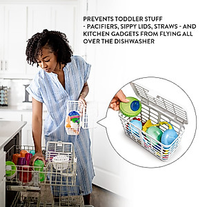 Prince Lionheart Made in USA High Capacity Dishwasher Basket for Toddler Items - Storage Basket For Toddler Bottle Parts and Accessories, 100% Recycled BPA Free Plastic Dishwasher Basket (2pcs）