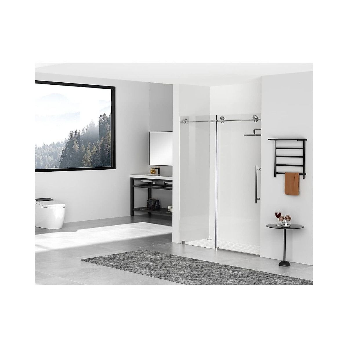 Elegant Kitchen and Bath SD101-6076BNK Frameless Shower Door 60 x 76 Brushed Nickel