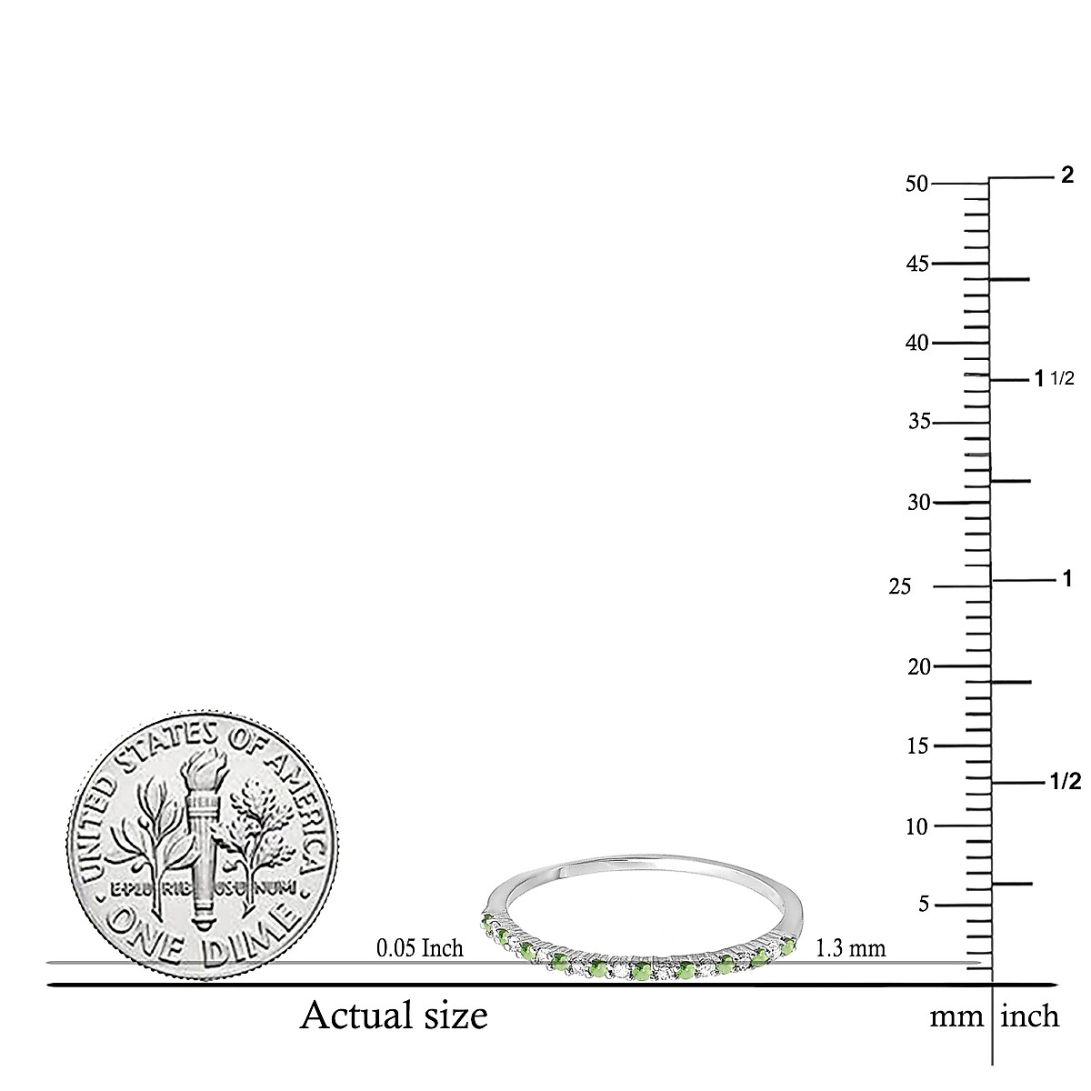 Dazzlingrock Collection Alternate Round Peridot & Diamond Stackable Wedding Band for Women in 14K White Gold Size 5.5