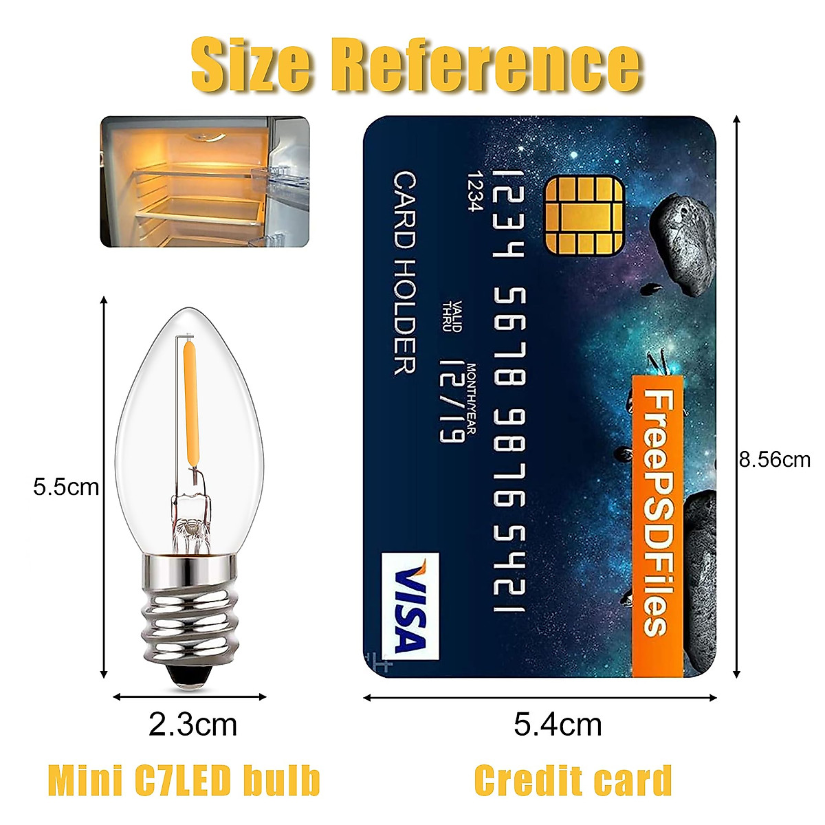 C7 LED Bulbs,0.5 Watts LED Filament Night Light Bulb Edison Style LED Sign Light E12 Candelabra Base Lamp Clear Glass 4W 5W 6W 7 Watts Equal Candle Bulbs Warm White 2700K for String Lights Pack of 6