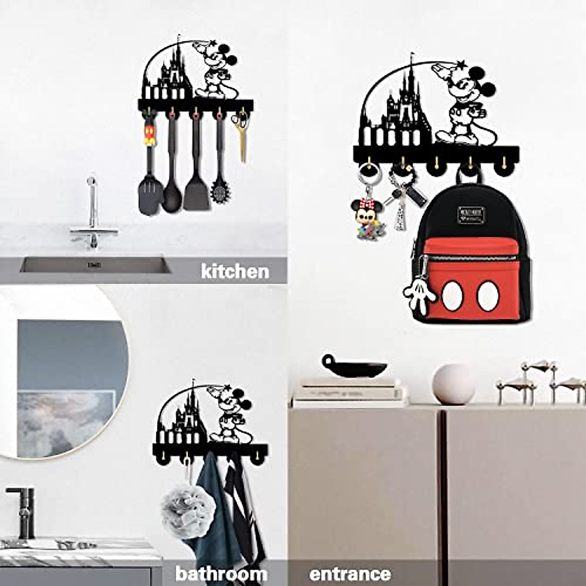 Disney Castle Theme Wall Decor Hooks Customize Household Door Decor Hooks Multi-Function Wall Coat Bags Clothes Hook Keys Holder