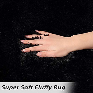 CAROMIO Shag Area Rug Modern Indoor Plush Fluffy Rugs, 8' x 10' Extra Soft and Comfy Shaggy Carpet Rugs for Bedroom Living Room Girls Kids Nursery Fluffy Area Rug, Black