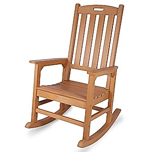 EFURDEN Extra Oversize Rocking Chair, High Backrest, All Weather and Heavy Duty Rocking Chair with 350lbs Capacity, Rocker for Outdoor and Indoor, Teak