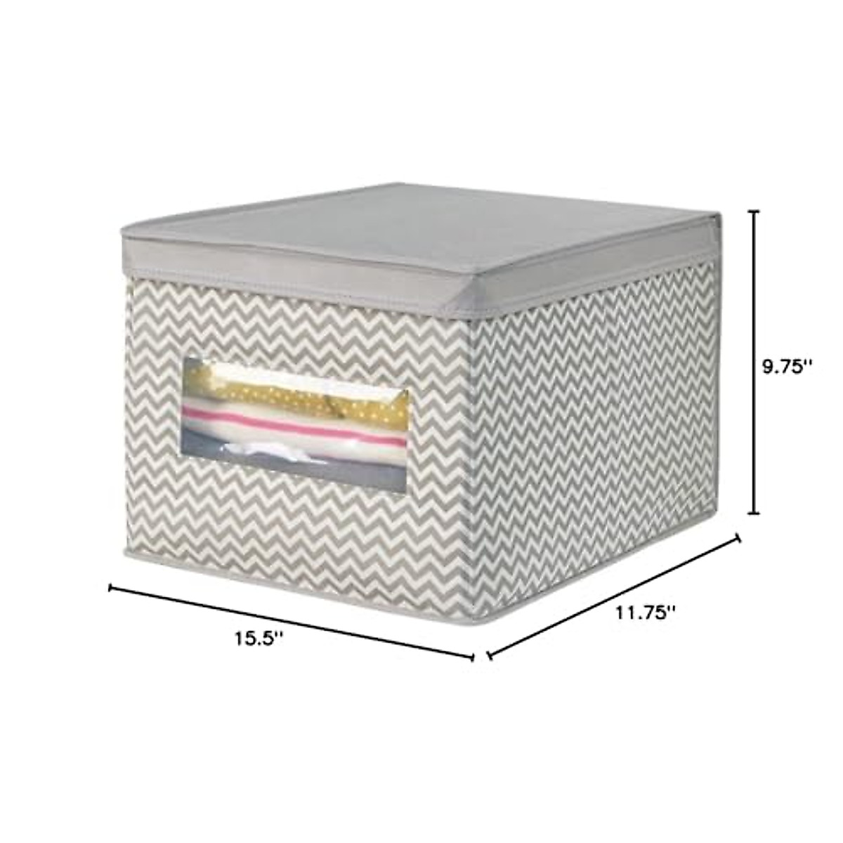 MetroDecor mDesign Fabric Closet Storage Organizer Box with Lid for Clothing, Shoes, Handbags, Jeans - Large, Taupe/Natural