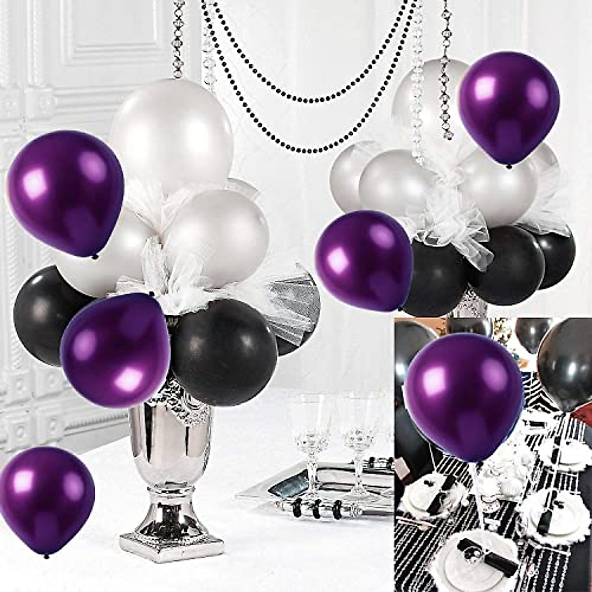 Graduation Party Decorations 2023 Purple Grad Purple Silver Black Balloons 30Pcs Women Birthday Decorations 2023 Purple NYU Graduation Party Supplies