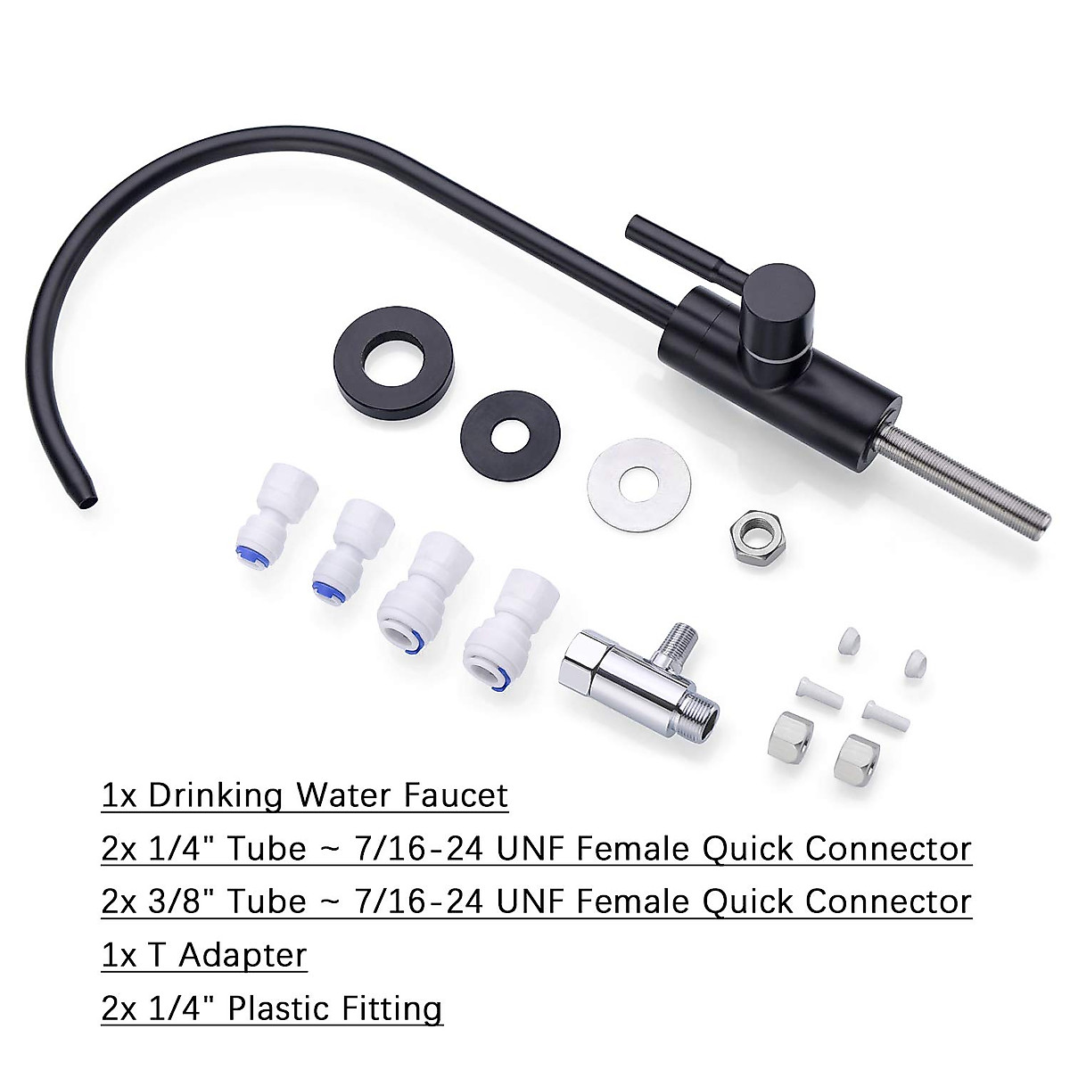 Anpean Drinking Water Faucet, Lead-Free, SUS304 Stainless Steel Kitchen Water Filter Faucet for Reverse Osmosis and Water Filtration Systems, Matte Black