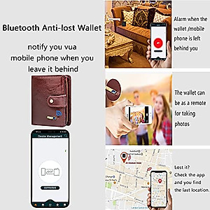 Anti-Lost Bluetooth Wallets Tracker Wallet Position Record Via Phone GPS Mens Wallets Bifold Leather