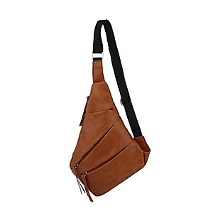 Fashion Sling Bag Crossbody Vegan Leather Daypack Men Women by Metro Muse (Black)