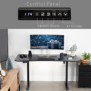 VIVO Electric 63 x 32 inch Standing Desk Workstation, Memory Controller Height Adjustment, 1B Series, Dark Walnut Top Black Frame, DESK-KIT-1B1D