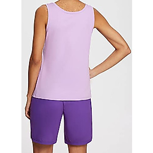 BALEAF Cotton Workout Tops for Women Tank Tops Sleeveless Shirts Wide Straps Yoga Comfy Soft Stretch Crewneck Casual Athletic Running Purple M