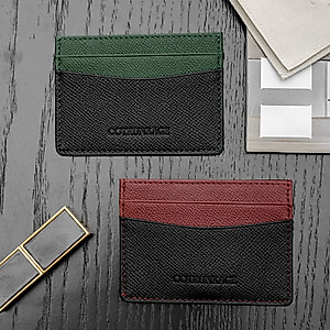 COTRUNKAGE Slim Leather ID Credit Card Holder Wallet for Men and Women, Green