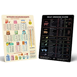 Meat Smoking Guide & Kitchen Conversion Chart Bundle! Accurate Guides for Smoking Meats and Baking