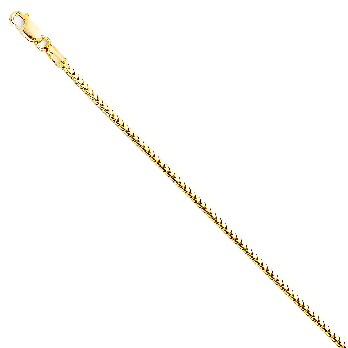 Wellingsale 14K Solid Yellow Gold 2mm Round Franco Bracelet with Lobster Claw Clasp - 8" Inches