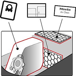 Miele GN HyClean Allergy XL 3D Vacuum Cleaner Dust Bags and SF-HA 50 HEPA AirClean Filter for Complete C2/C3, Classic C1, S400/S600/S800, S2/S5/S8 Vaccuum Cleaners, Pack of 8