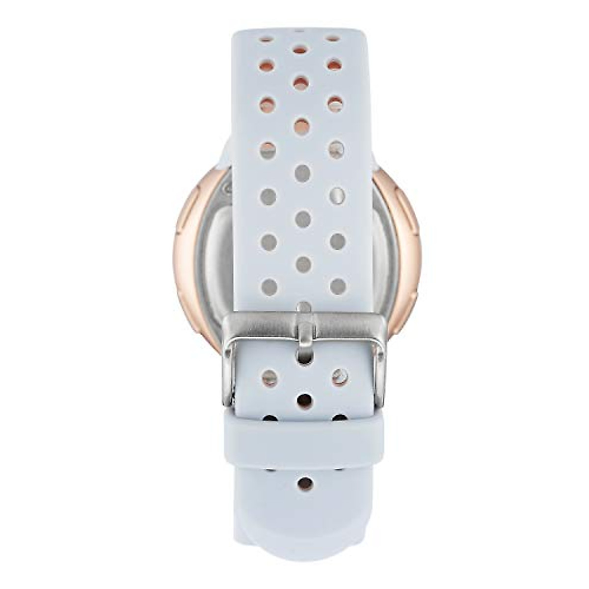 Armitron Sport Unisex 40/8423PBL Digital Chronograph Rose Gold-Tone and Powder Blue Perforated Silicone Strap Watch