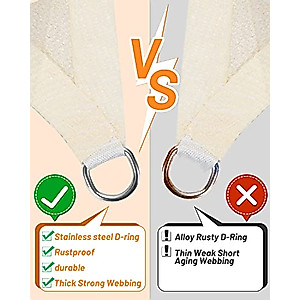 Fuairmee Sun Shade Sail 10' x 13' Beige Rectangle Shade Sail UV Block Fabric Sunshades for Patio Garden Backyard Outdoor Pergola Canopy Cover Sunshade Sails