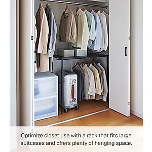 Yamazaki Home Tower Expandable Over Suitcase Shelf, Closet Luggage Organization Clothes Hanger Metal Shelf - Steel