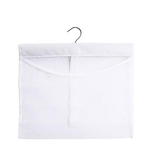 ALYER Hanging Mesh Shower Pockets for 34oz/1000ml Shampoo and Conditioner,Colorful Bath Toy Organizer,Hanging Tandem Type Closet Accessories Storage Bag,White