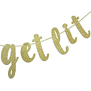 FOZEE Let's Get Lit Banner for Christmas New Years Wedding Engagement Bachelorete Party Decorations Sign Gold Glitter