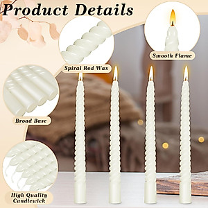 Dyrfolm 16 PCS Spiral Taper Candles,White Spiral Candle,10 Inch Twisted Taper Candles,Unscented Twisted Candlesticks,Dripless Long Candle Sticks for Wedding,Party,Dinner and Home Decoration