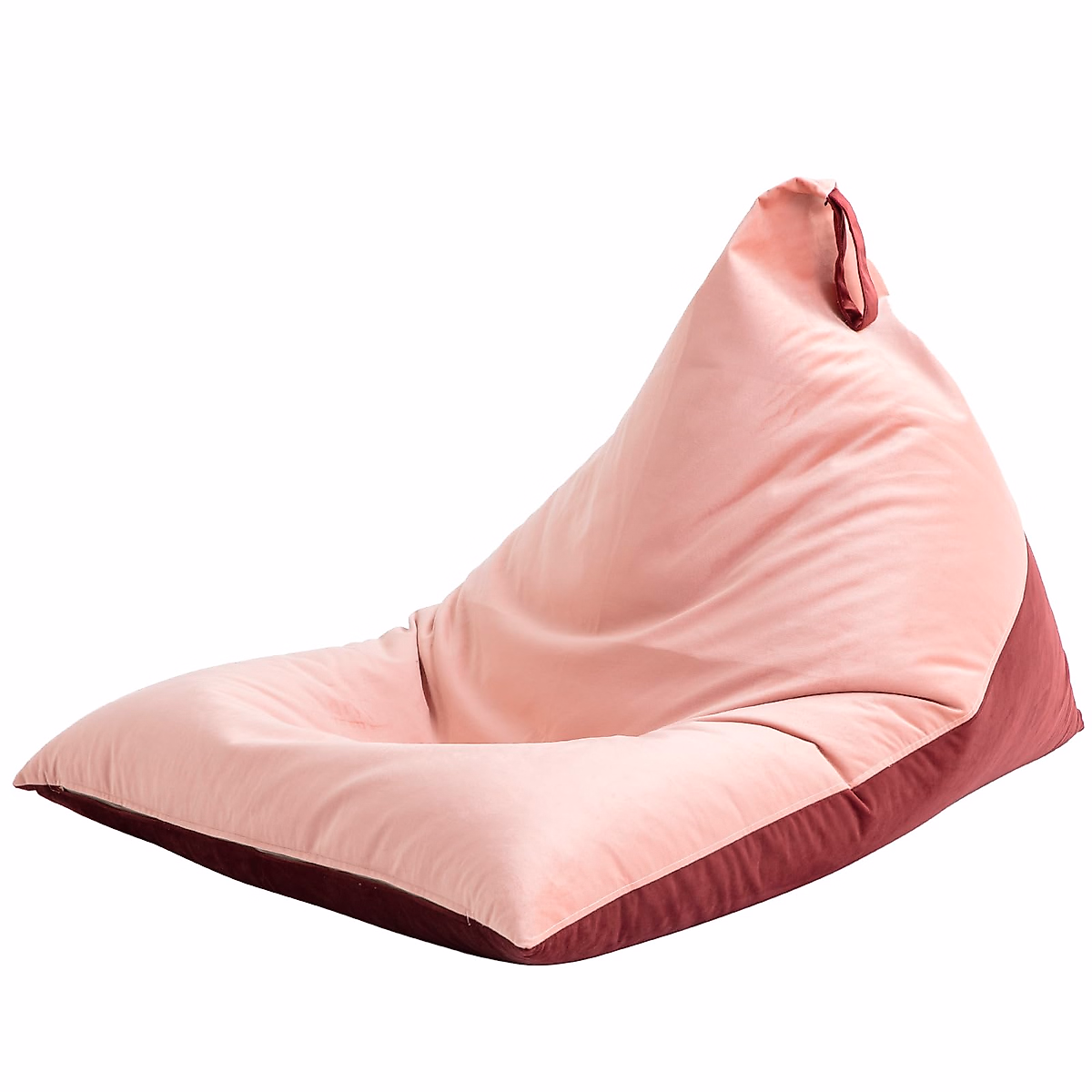 Nobildonna 4ft Bean Bag Chair Cover (No Filler) for Adults, 400L Extra Large Premium Velvet Beanbag Chair Cover, Washable Beanbag Without Filling Ultra Soft Triangular Lazy Sofa Cover (Pink Red)