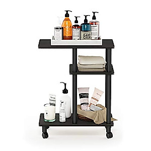 Furinno Turn-N-Tube U Shape Sofa Side Table with Casters, Espresso/Black