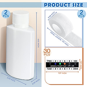 Remerry 34 Pcs Urine Complete Kit Include 2 Portable Urine Temperature Test Bottle with 30 Temperature Detect Strips, 2 Gauze Bandage Roll Human Urine Test Practice Kit for Synthetic Pee Fake Urine