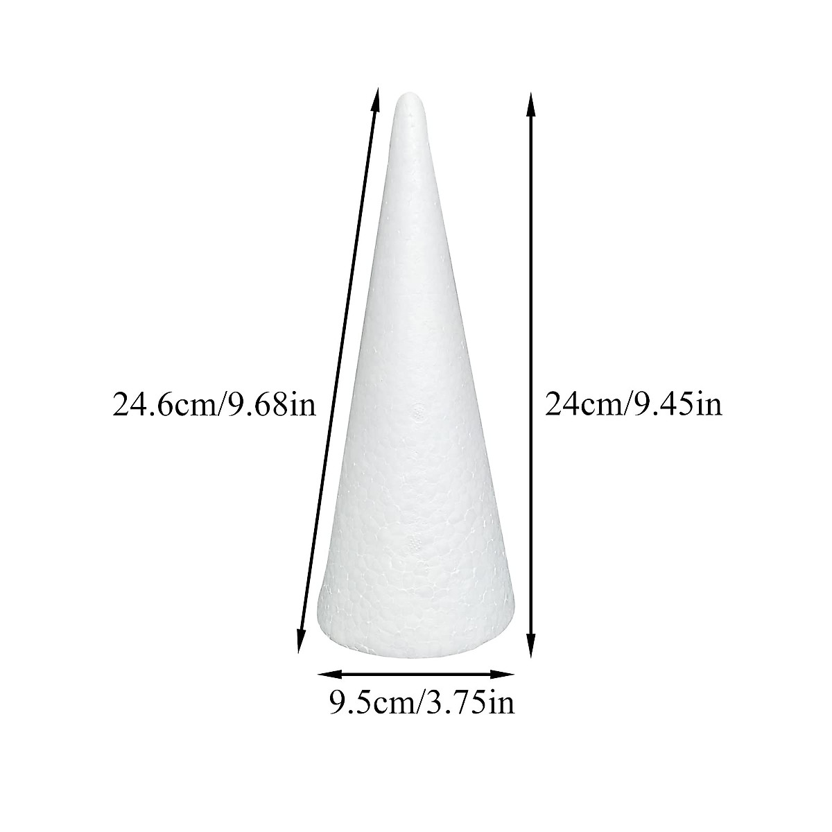 Crafjie Foam Cones for DIY Arts and Crafts (3.75 x 9.7 in, 16 Pack), White Polystyrene Foam Cones Christmas Tree Craft Supplies, for DIY Home Craft Project, Christmas Tree, Table Centerpiece