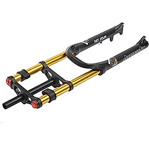 Syvrac Bike Suspension Fork 26" for Mountain Bike DH Air Double Shoulder Downhill Rappelling Shock Absorber Straight Tube Ultralight Bicycle Shock Absorber Rebound Adjust (Gold)