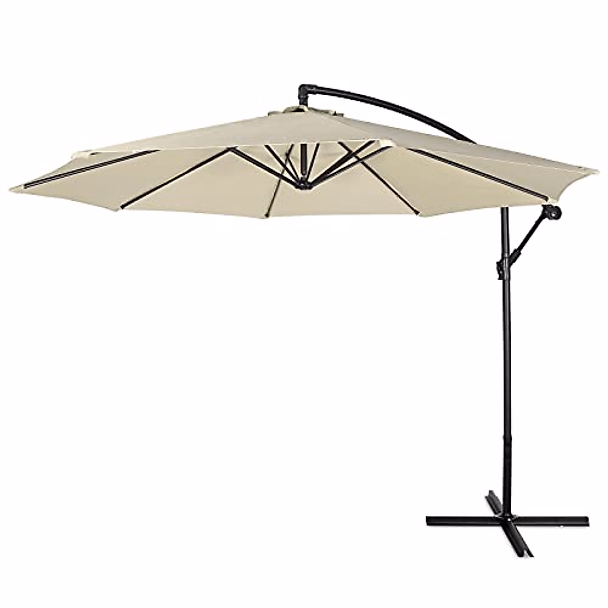 HAUSHOF 10FT Patio Umbrella, Outdoor Offset Hanging Cantilever Umbrella with Crank & Cross Base, Waterproof & UV Protection, Easy Assembly and Quick Tilt Adjustment, For Garden, Seaside, Pool, Yard…