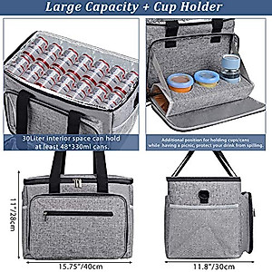 DYD Collapsible Cooler Bag, Insulated 24/48 Can Soft Sided Beach Cooler Lightweight Portable Car Cooler Tote with Large Capacity for Outdoor Travel Picnic Camping Shopping