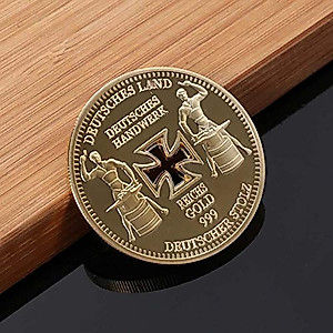 Amosfun German Imperial Bank Gold-Plated Commemorative Coins Germany Cross Eagle Challenges Coin Collectibles