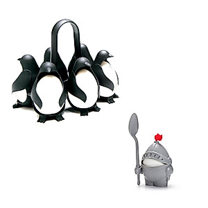 PELEG DESIGN Egguins 3-in-1 Cook, Store and Serve Egg Holder + Arthur- Soft or Hard Boiled Egg Cup Holder With a Spoon Included Bundle