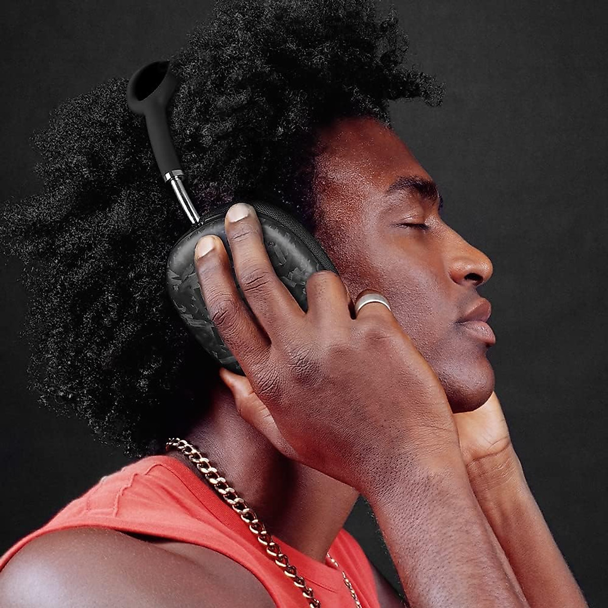 MONOCARBON Real Carbon Fiber Case for Airpods Max(2024 & 2020),Military Grade Protective Hard Cover for Apple Airpods Max Headphone from Daily Scratch,High-End Luxury Essential Accessories