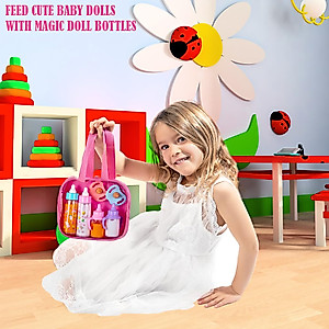 fash n kolor®, My Sweet Baby Disappearing Doll Feeding Set | Baby Care 6 Piece Doll Feeding Set for Toy Stroller | 2 Milk & Juice Bottles with 2 Toy Pacifier for Baby Doll
