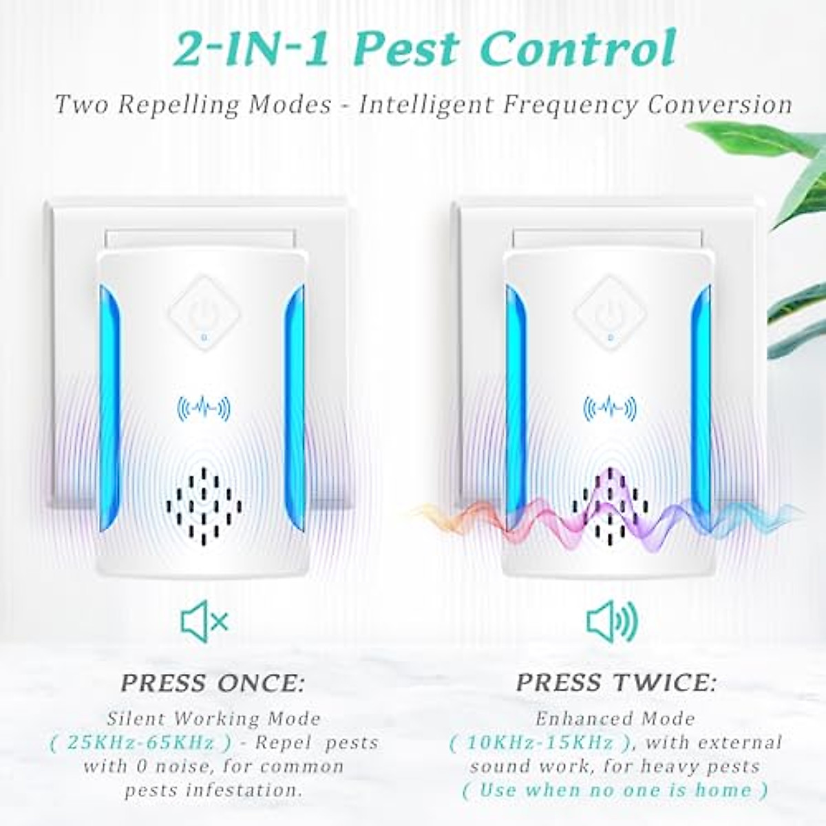 6 Packs Ultrasonic Pest & Insect Repeller, Upgraded Indoor Ultrasonic Repellent for Mosquitoes, Roaches, Flies, Mouse, Geckos, Spiders, Electronic Plug in Pest Control, 2 Mode Switching
