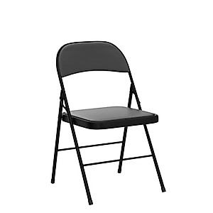 VINGLI 4 Pack Folding Chairs with Padded Seats, Metal Frame with Pu Leather Seat & Back, Capacity 350 lbs, Set of 4, Black