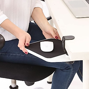 Under-Desk Mouse Tray,Easy Clamp-On Mouse Pad Rotating 360,Clamp on Mouse Platform,Extended Rotating Platform Tray,Slide Out Mouse Tray for Home,Office to Save Space(White)