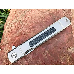TACTICAL GEARZ Titanium Pocket Knife for EDC! Solid Tc4 Titanium Handle! D2 Steel Tanto Blade! Includes Sheath! (Tatsu ST)