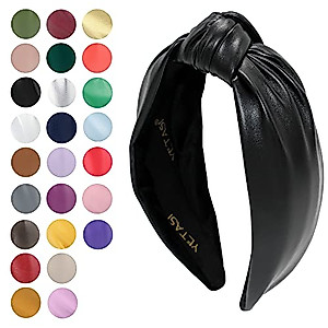 YETASI Headbands for Women Black Trendy Head bands for Women's Hair Leather Knotted Headband for Women is a Top Knot Womens Headbands Fashion Designer