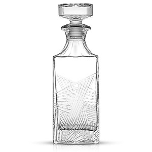 JoyJolt Gatsby Glass Whiskey Decanter. 27 oz Airtight Liquor Dispenser. Liquor Decanter with Stopper. Art Deco Bottle for Whisky, Bourbon, Scotch, Brandy, Cognac, Rum and Bar Cart Accessories