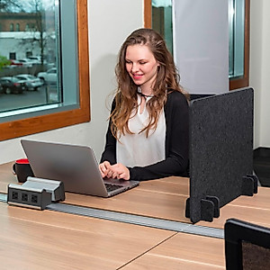 Stand Up Desk Store ReFocus Raw Noise and Distraction Reducing Freestanding Acoustic Desk Divider Mounted Privacy Panel (Anthracite Gray, 20.9" x 16")