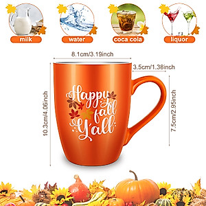 Funtery 2 Pcs Fall Autumn Coffee Mugs Pumpkins Mugs Cups Happy Fall Y'all Coffee Mug Good Morning Pumpkin Cup Camp Mug Campfire Mug Thanksgiving Ceramic Cup for Home Women Men Mom Dad (Orange)