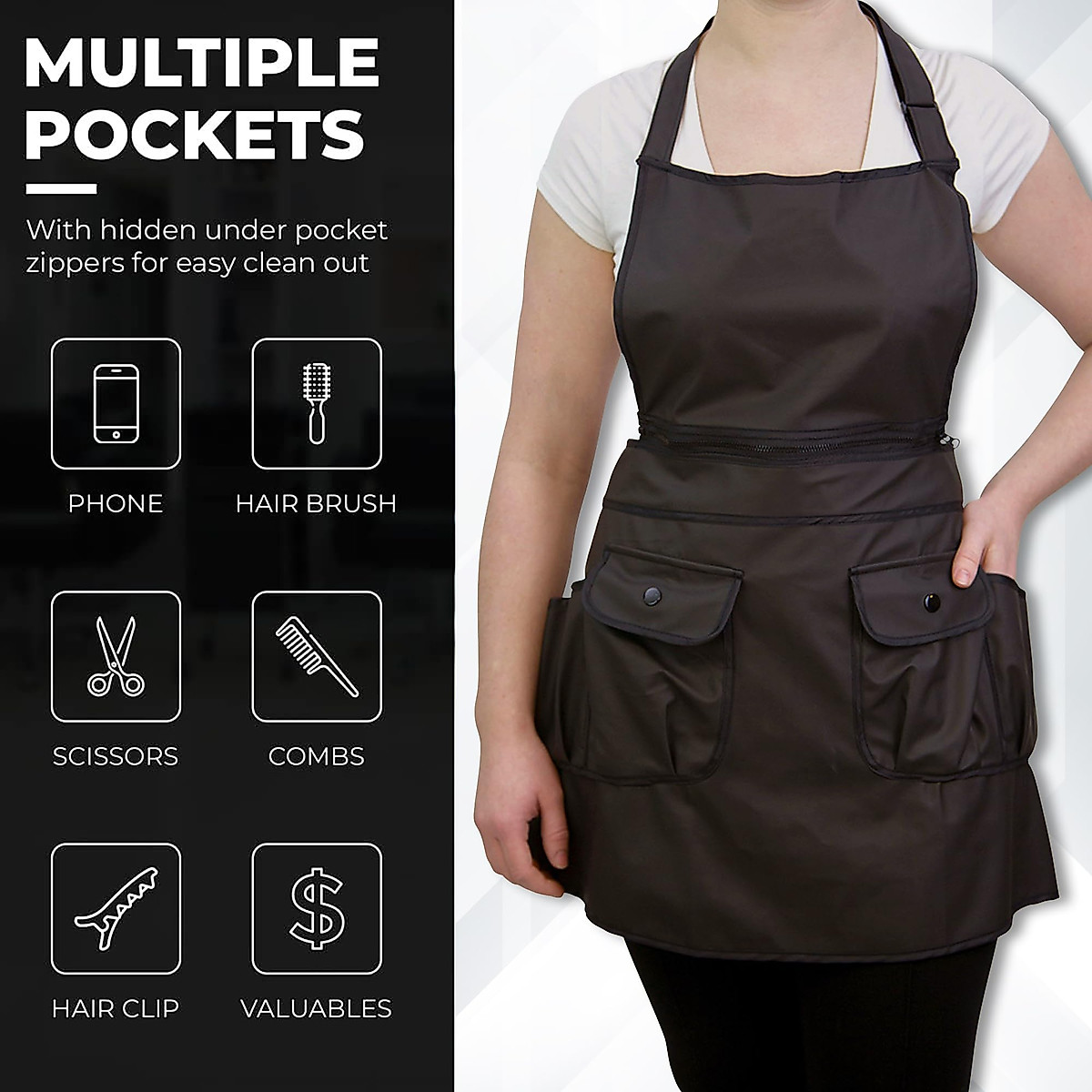 CHARLENE Courtney Convertible Zip Apron #9044 (Black)