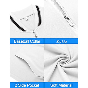 COOFANDY Sweatsuit For Men Long Sleeve Casual Athletic Tracksuits Zipper Exercise Jacket and Pants Sets White