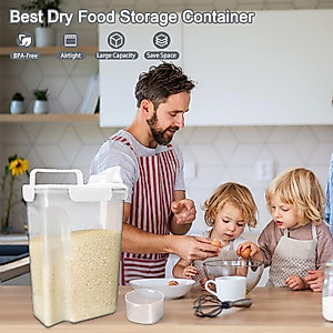 Komzon Rice Storage Container 10lb, Airtight Dry Food Cereal Containers Storage, BPA Free Rice dispenser with Pouring Spout Portable Handle for Flour Pasta Grain and Baking Pet Dog Cat Food Container