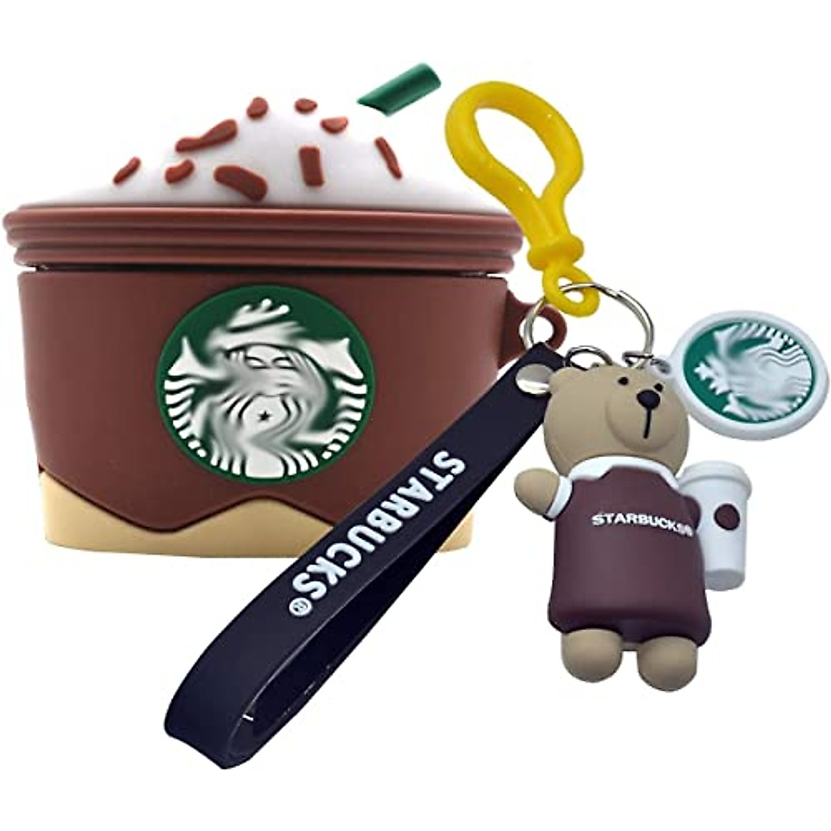 Airpods Pro Case,3D Cute Cartoon Funny Kawaii Airpods Pro Case,Shockproof Protective Soft Silicone Airpod Case Designed with Drink Cup Keychain for Apple AirPods 3 Charging Case(Brown Coffee Cup)