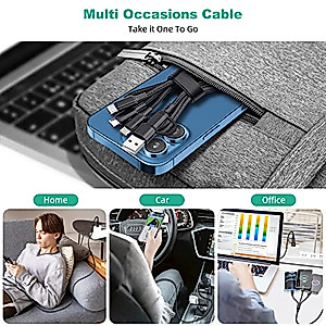 5 in 1 Multi Charging Cable 2Pack 4ft Multi USB Universal Phone Charging Cable, USB A/C to Phone USB C Micro USB Lightning Connector Nylon Braided Charging Cord Compatible with iPhone/Samsung-Black